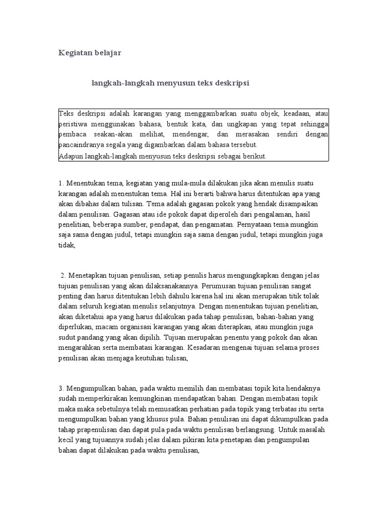 Langkah-Langkah Menyusun Teks Deskripsi | PDF