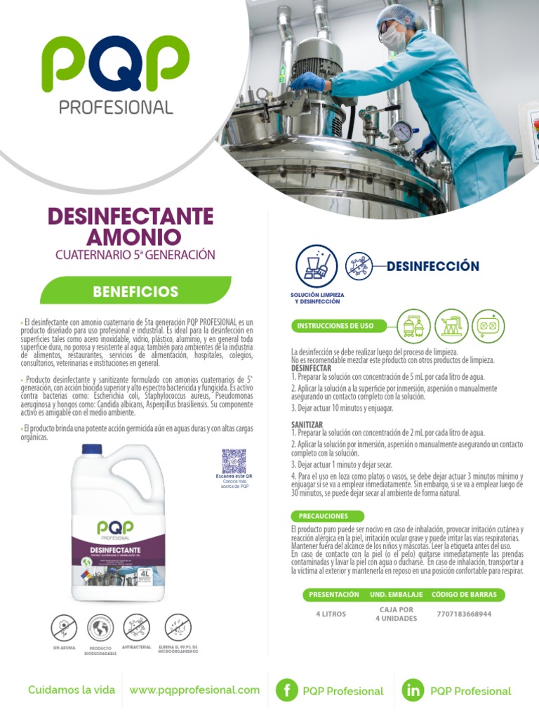 Desinfectante Amonio Cuaternario | PDF | Agua | Química
