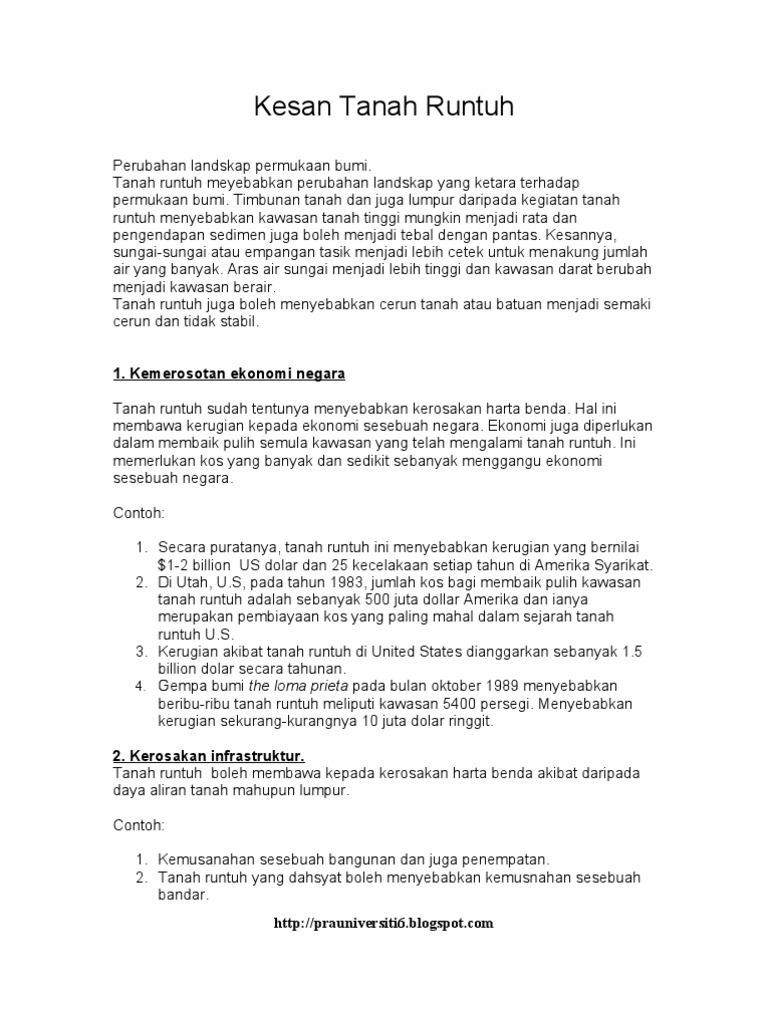 Kesan Tanah Runtuh | PDF