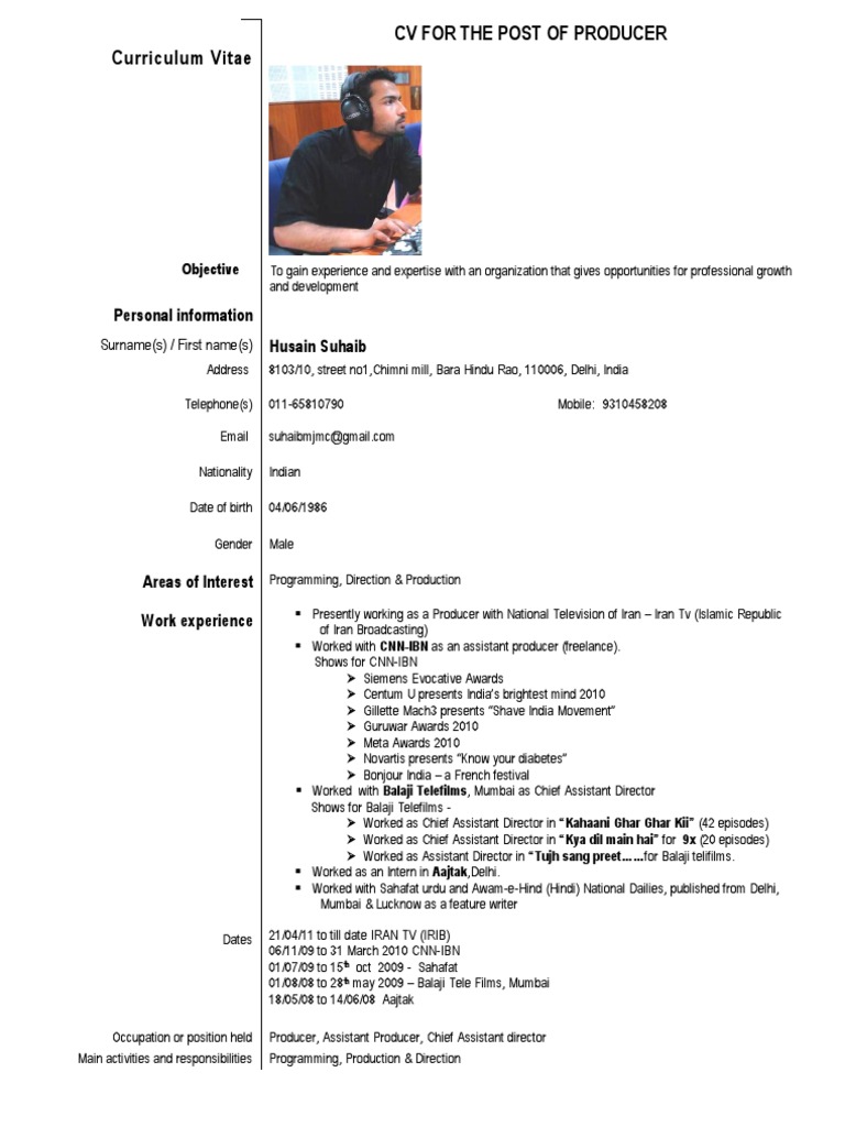 Suhaib CV | PDF | Entertainment (General)