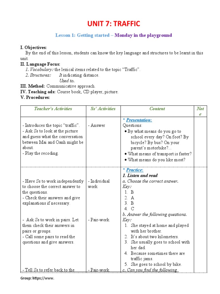Unit 7 | PDF | Vocabulary | Traffic