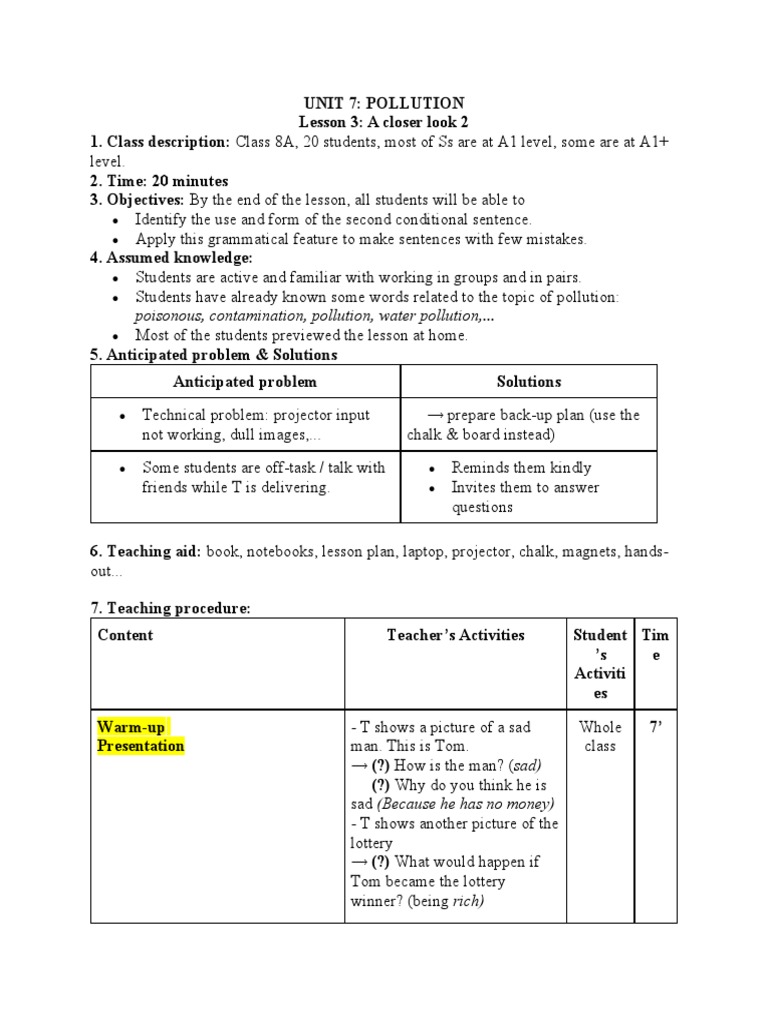 E8 Lesson Plan | PDF | Sentence (Linguistics) | Syntax
