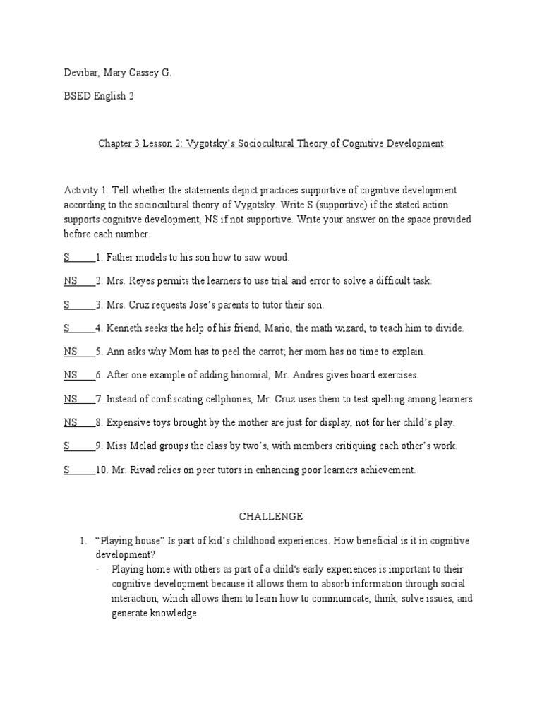 Chapter 3 Lesson 2 | Download Free PDF | Cognitive Development | Learning