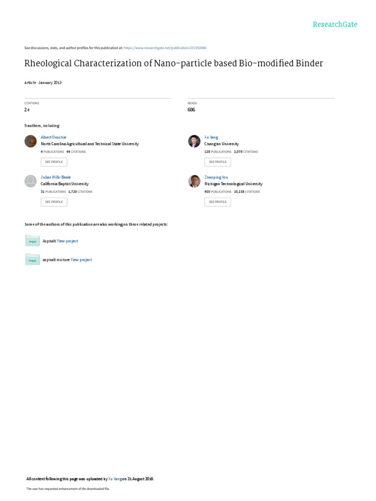 Rheological Characterization of Nano Particle Based Bio Modified Binder ...