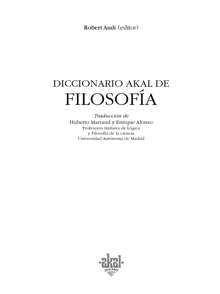 'Kant, Immanuel' en (Audi, R. Ed.) Diccionario Akal de Filosofía | PDF | Immanuel Kant | A ...