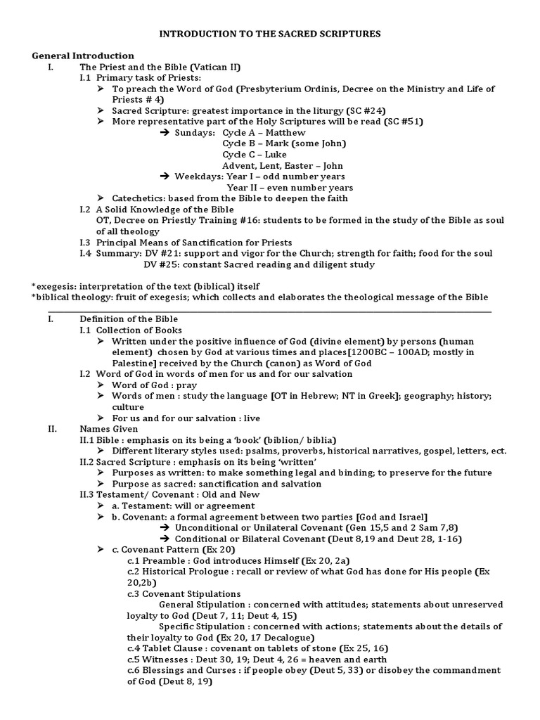 Introduction To The Sacred Scriptures | PDF | Biblical Inerrancy | Bible