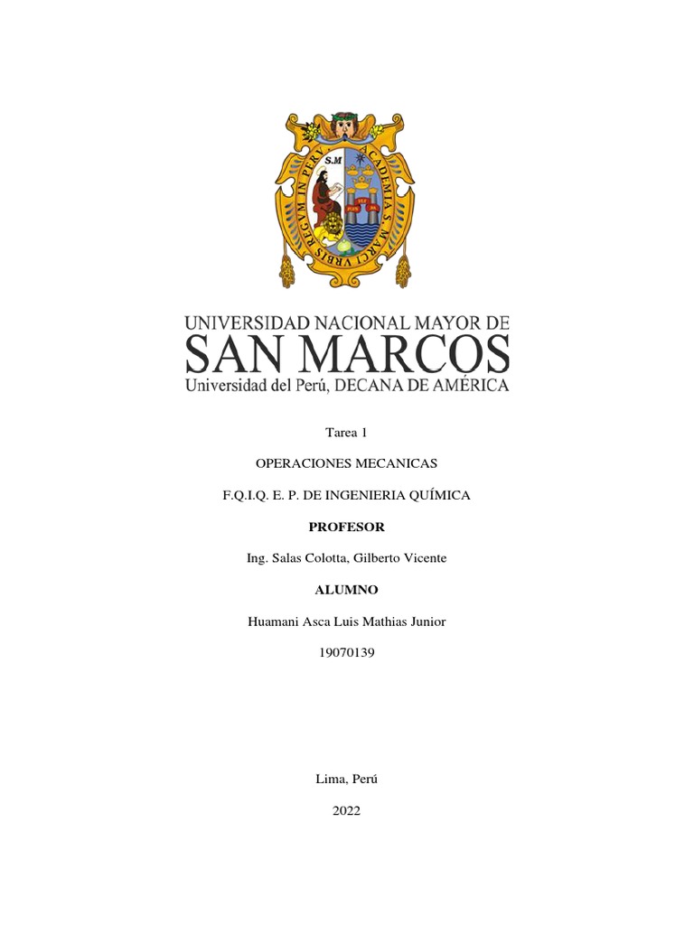 Tarea 1 de Operaciones Mecanicas | PDF