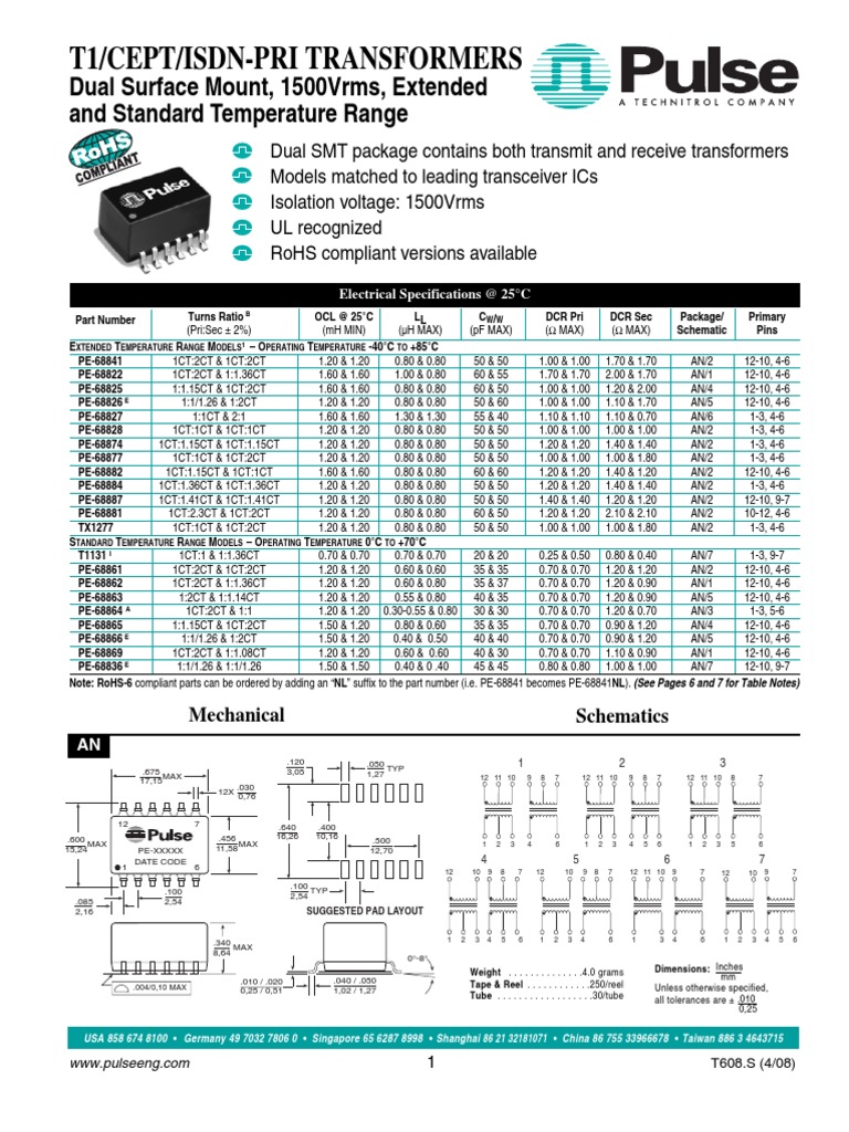 Datasheet | Transformer | Electrical Engineering