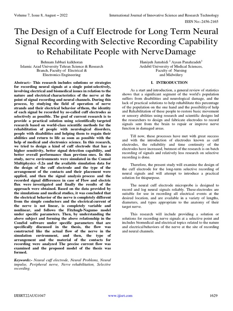 Cuff Electrode Design for Neural Recording | PDF | Neuron | Depolarization