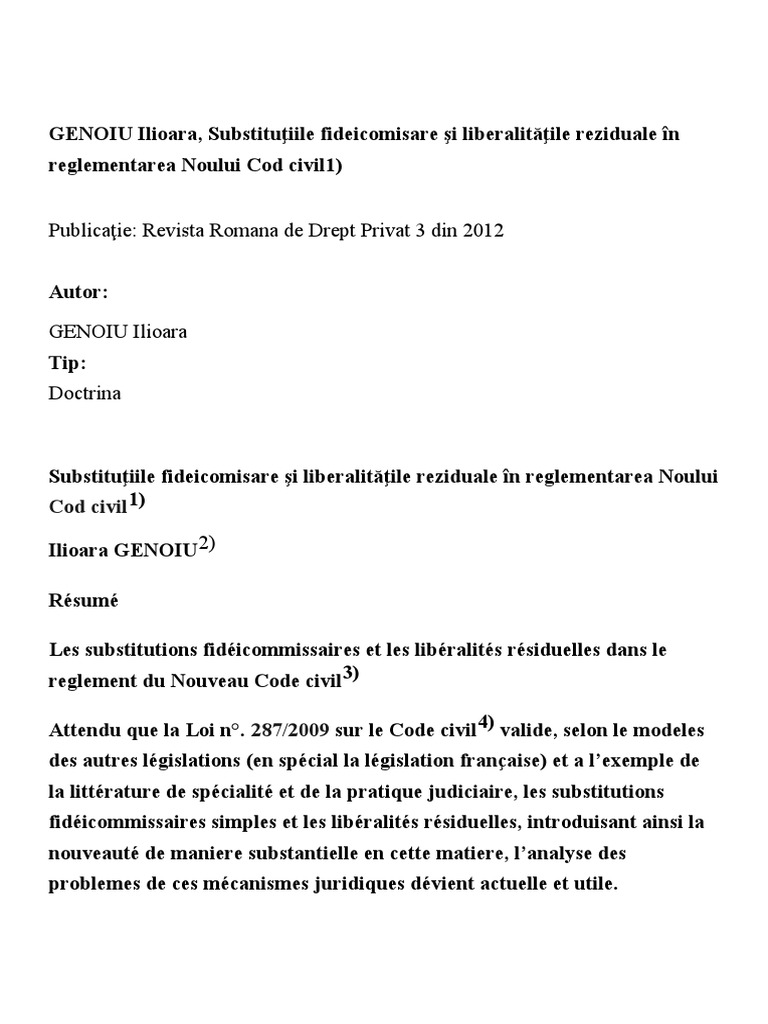 Genoiu Ilioara Substitutiile Fideicomisare Si | PDF | Métrologie ...