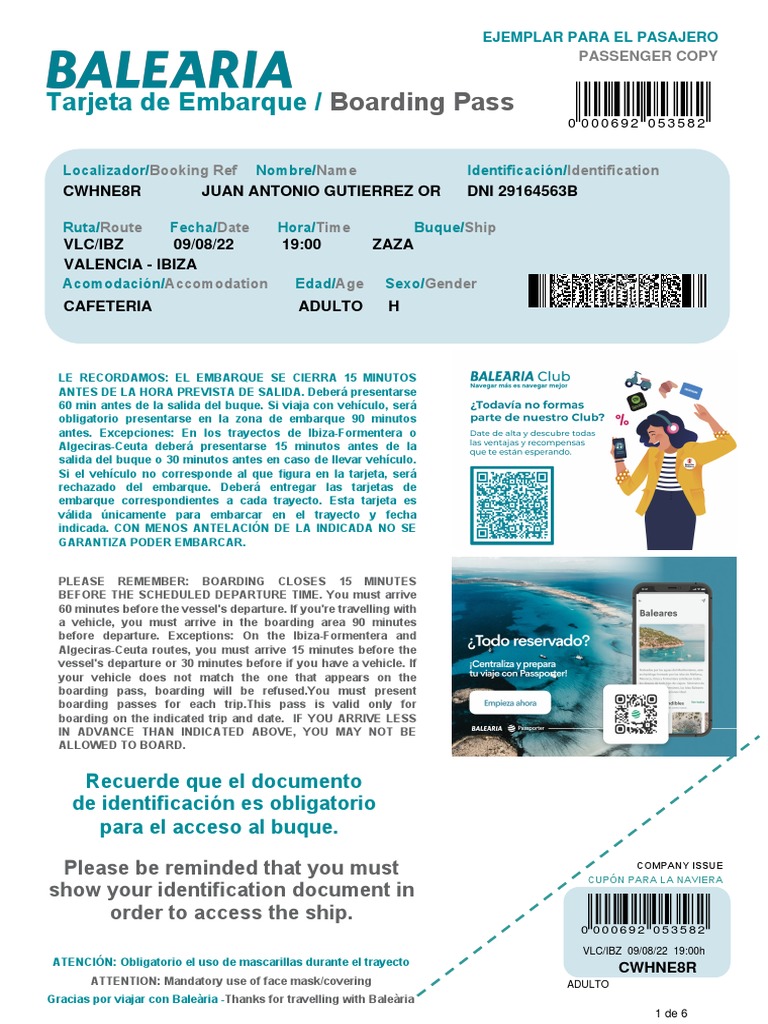 Balearia Embarque Pdf Aerolíneas Aviación Civil