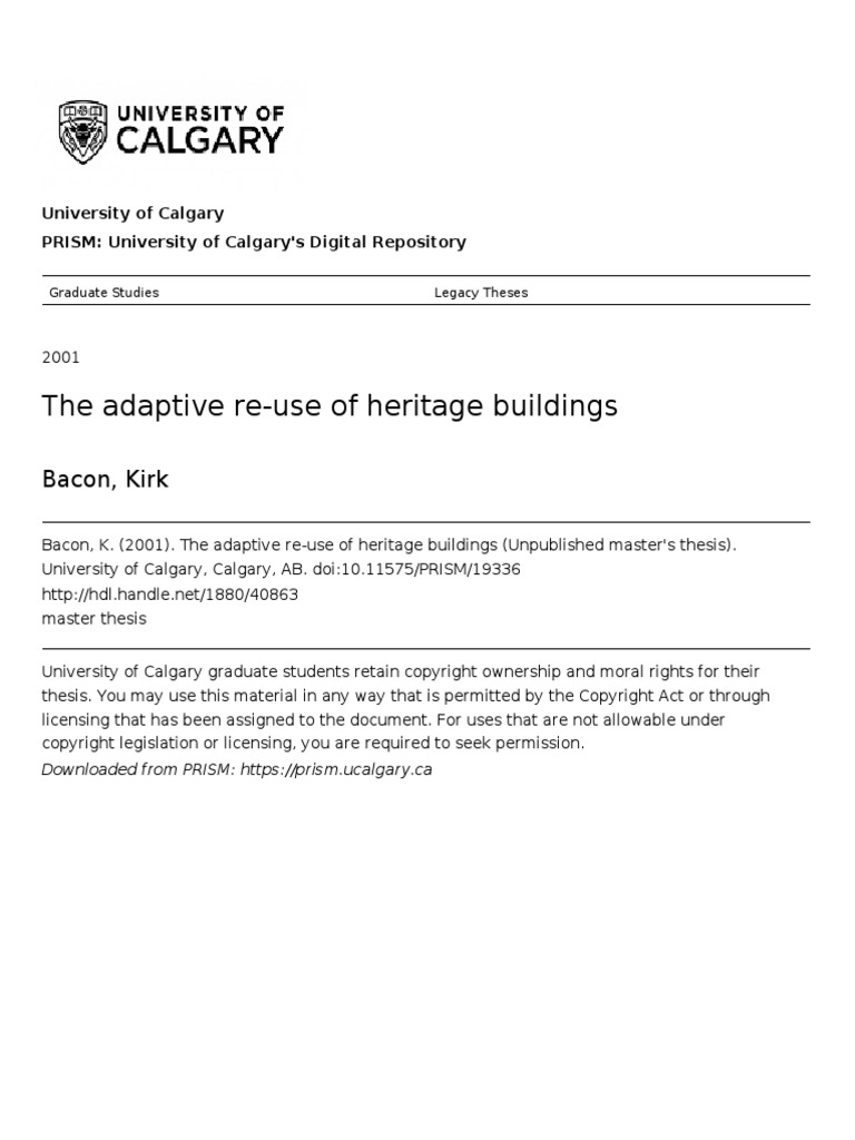 adaptive reuse of heritage buildings | PDF | Cultural Heritage | Thesis