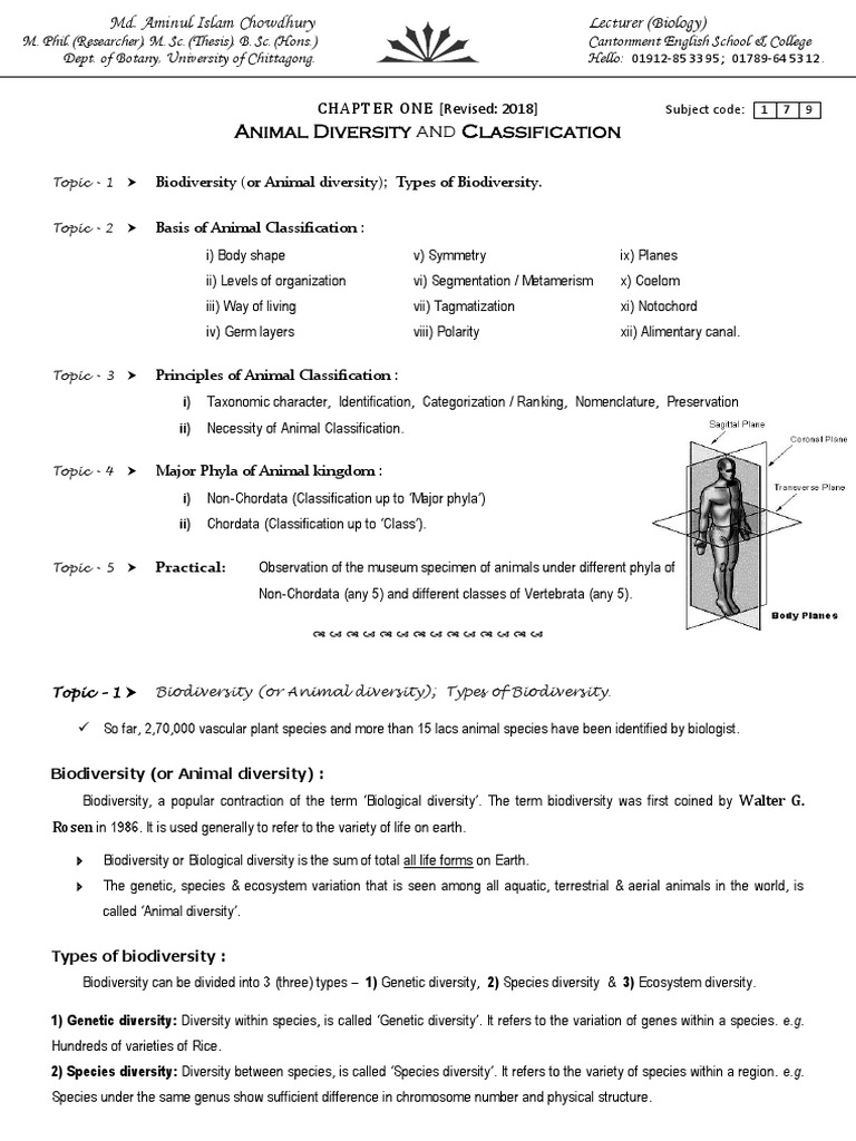 Animal Diversity & Classification | PDF | Zoology | Organisms