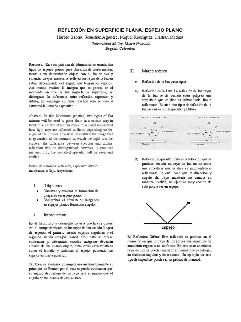 Pre Informe 6 | PDF | Reflexión (Física) | Espejo