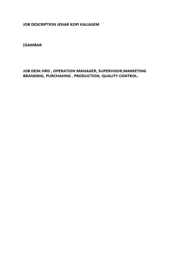 Deskripsi Pekerjaan Jenar Kopi | PDF