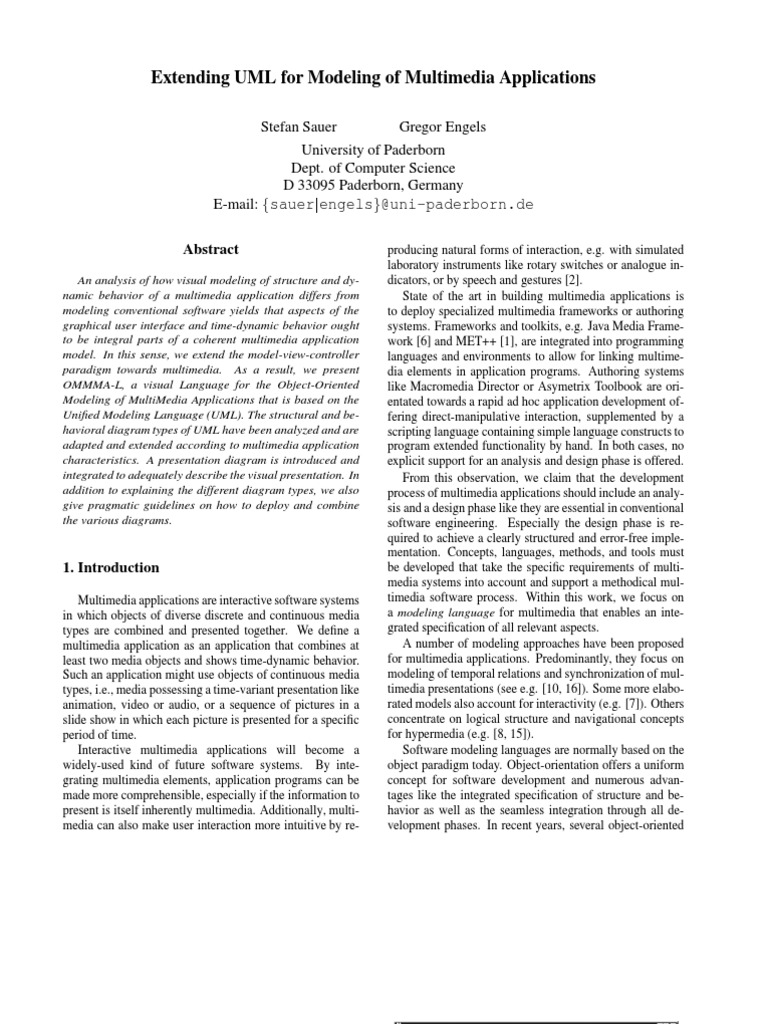 Extending UML For Modeling of Multimedia Applications | PDF | Class (Computer Programming ...