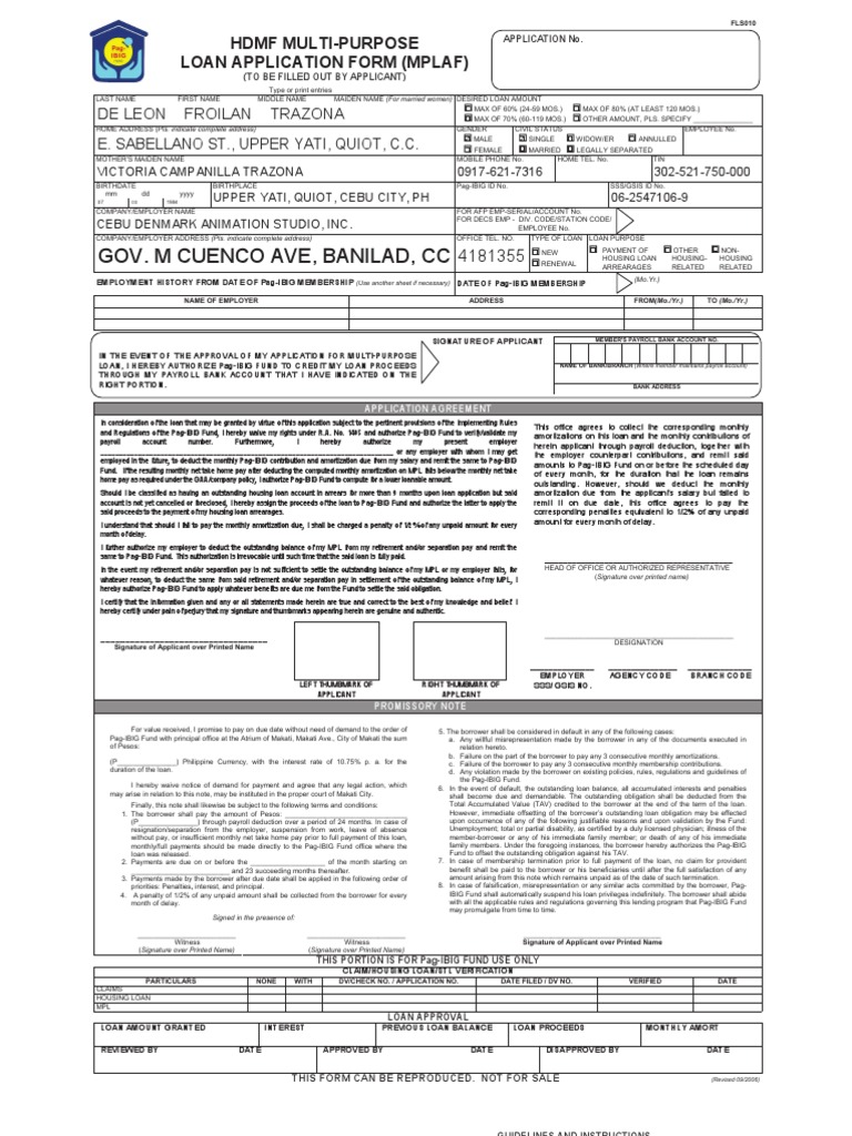 Pagibig Loan Fill in Form2 | PDF | Loans | Interest
