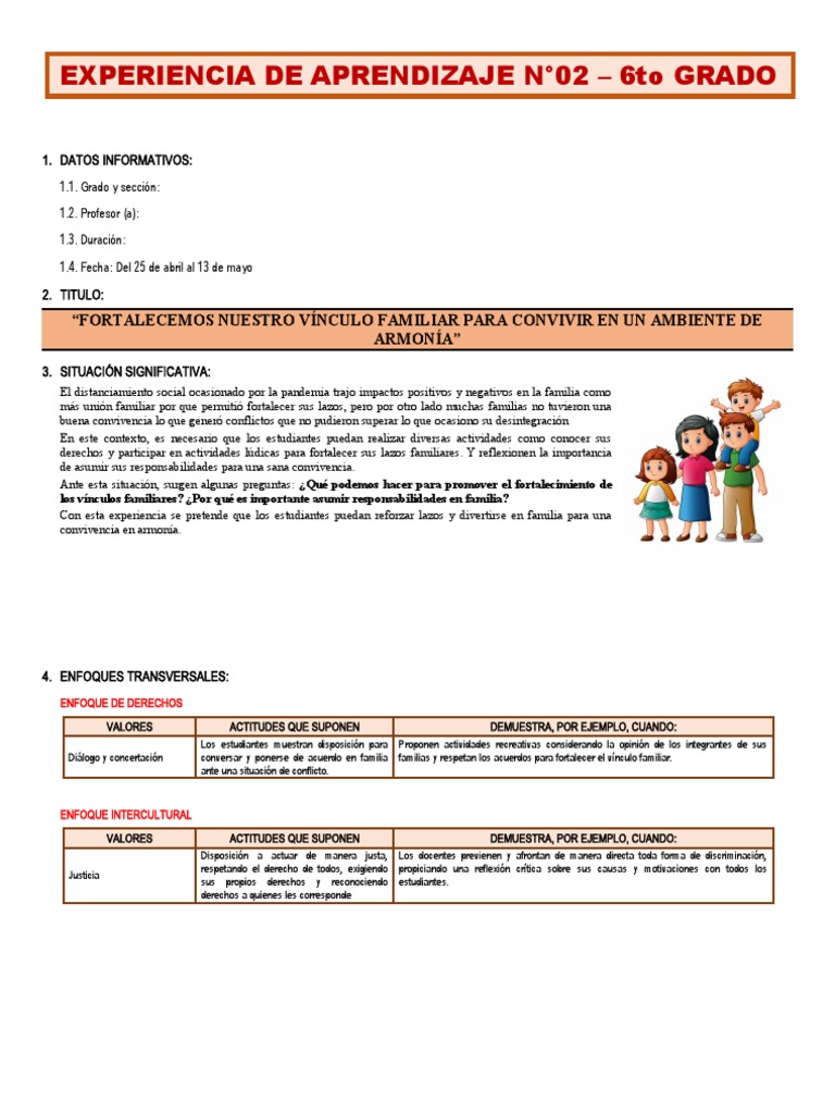 6° Grado - Experiencia de Aprendizaje N°02 | PDF | Números | Decimal