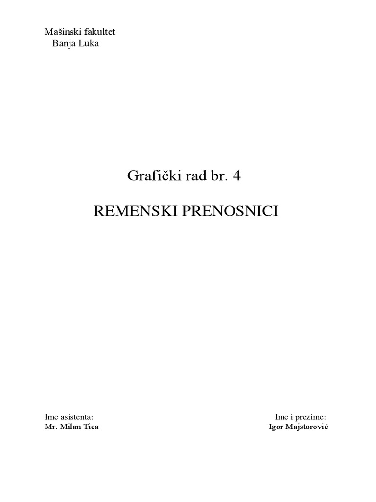 Mašinski Fakultet - Remeni Prenos | PDF