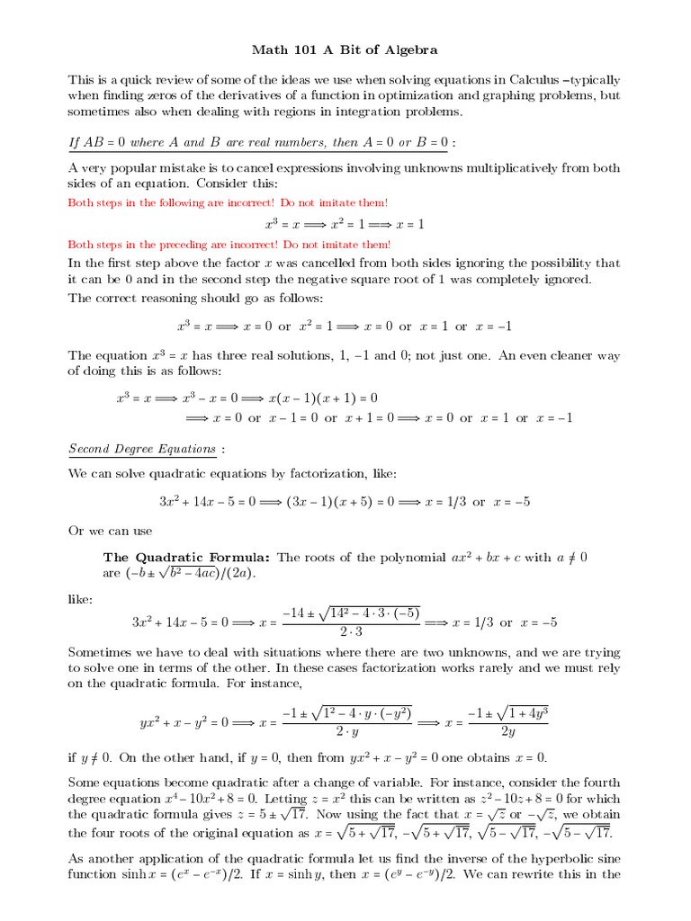 Abitofalgebra | PDF | Quadratic Equation | Factorization