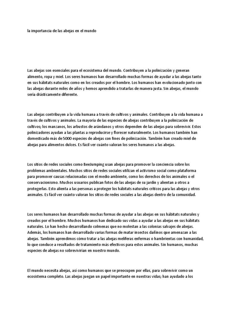 La Importancia De Las Abejas En El Mundo Descargar Gratis Pdf