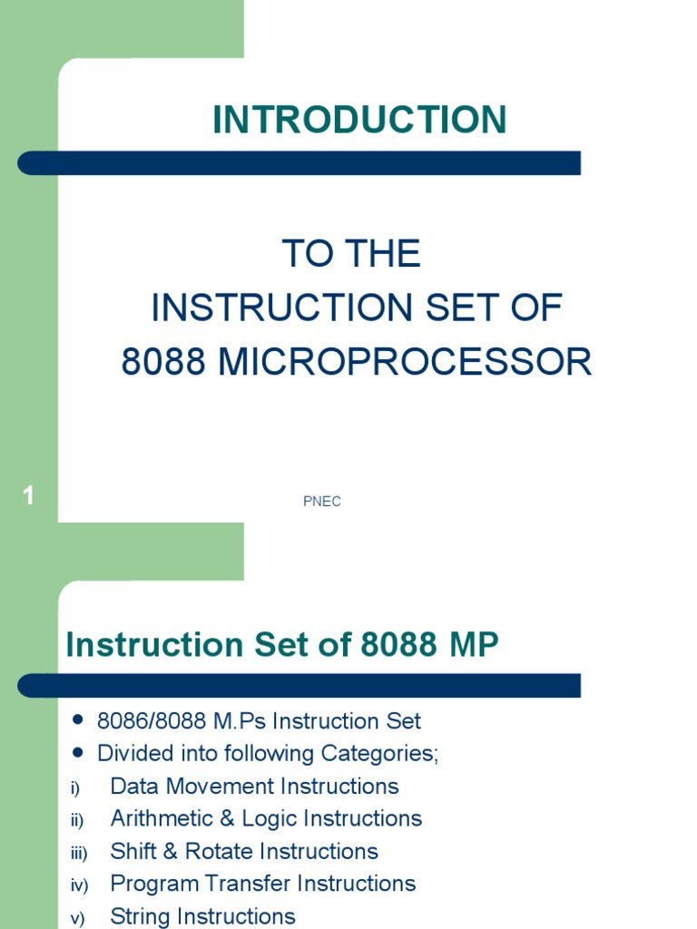 Instruction Set of 8088 MP - 1 | PDF | Multiplication | Bit