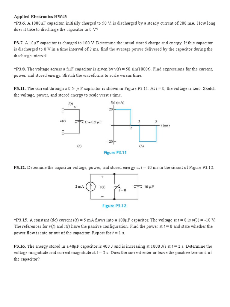 HW3 Problem | PDF | Capacitor | Inductance