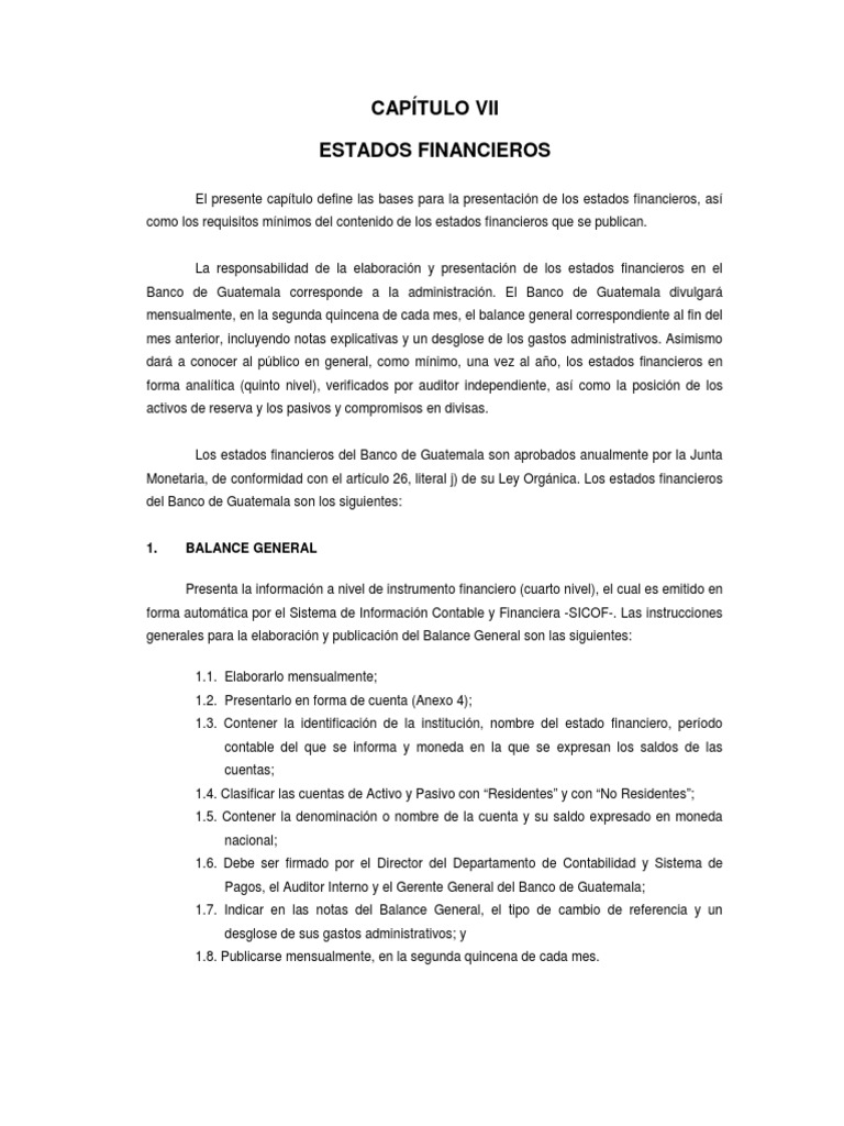 09 CAPITULO VII Estados Financieros | PDF | Contabilidad | Estado financiero