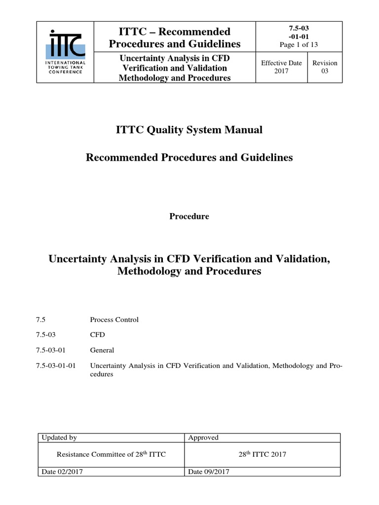 ITTC, 2017. CFD - Verification and Validation and Uncertainty | PDF | Uncertainty ...