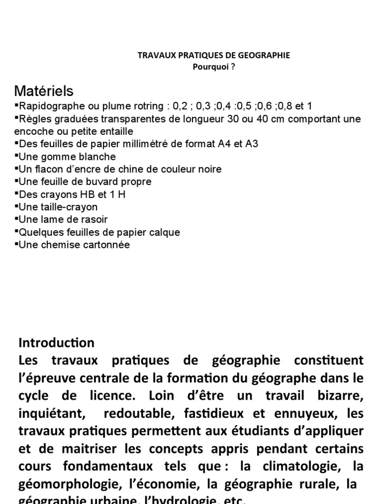 Travaux Pratiques Géo 1 | PDF | Topographie | Cartographie