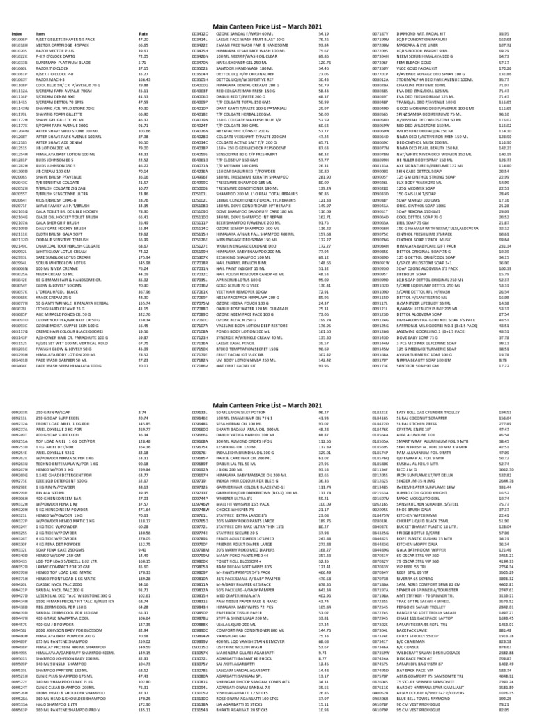 Price List March 2021 | Download Free PDF | Pickling | Shampoo
