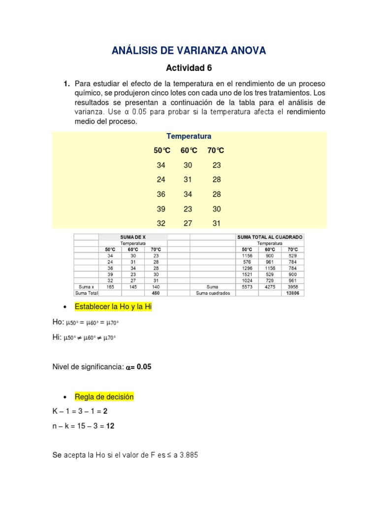 Act 13 - Análisis de Varianza Anova | Descargar gratis PDF | Análisis de variación | Método ...