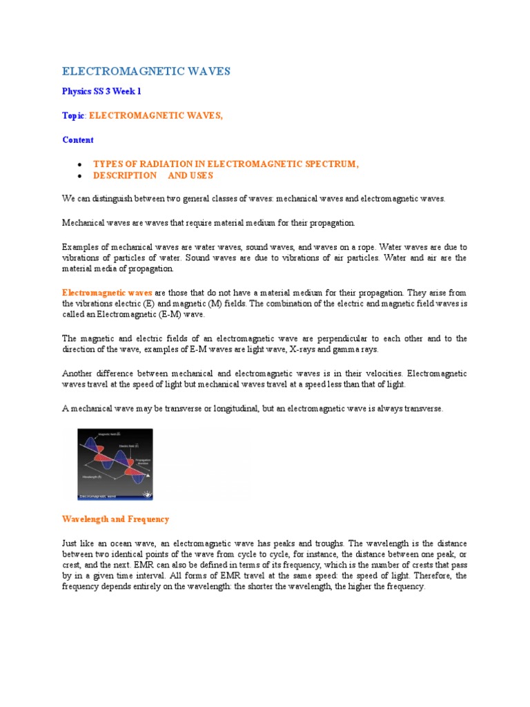 SS3 Physics First Term: Waves & Induction | PDF | Electromagnetic Radiation | Electromagnetic ...