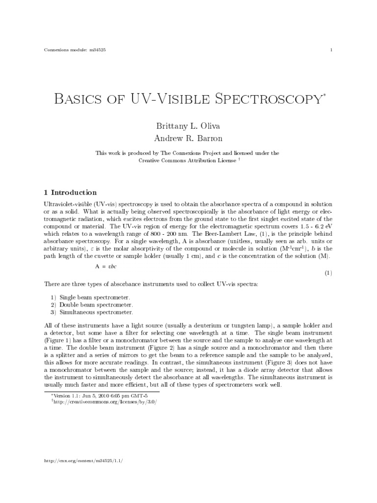 Basics of UV-Visible | PDF | Ultraviolet–Visible Spectroscopy | Absorbance