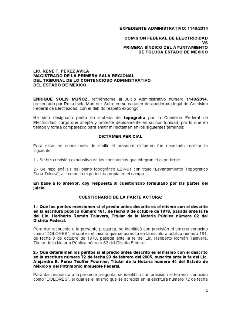 Dictamen Topografico - Cfe | PDF | México