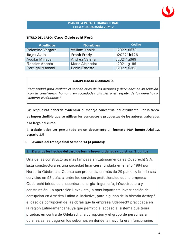 Plantilla de Avance de Trabajo Final 2022-01 DEF | PDF | Business | Corrupción política