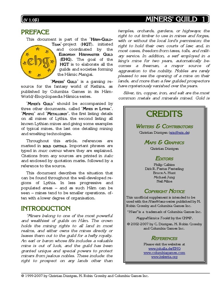 Miners' Guild - Miners' Guild | PDF | Mining | Apprenticeship