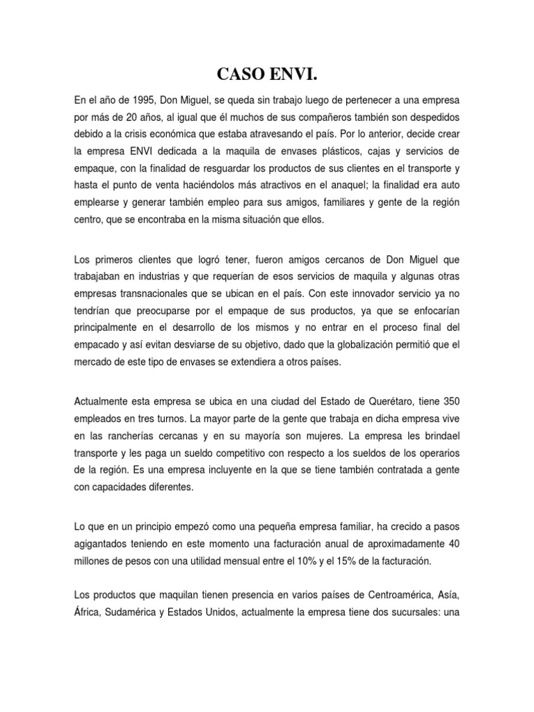 Caso Envi | PDF | Business | Toma de decisiones