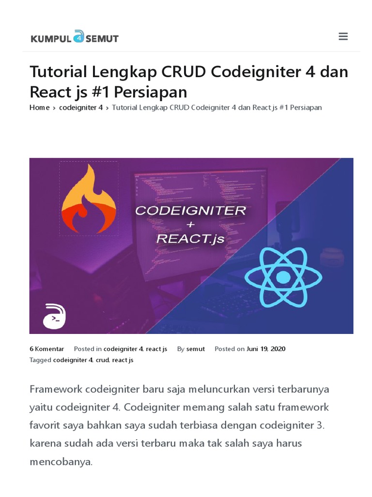 Kumpul4semut Com Fullstack Codeigniter 4 Dan React Js 1 Persiapan | PDF