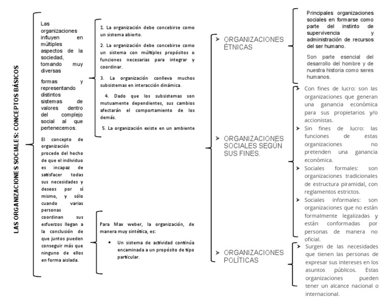 Cuadro Sinoptico LAS ORGANIZACIONES SOCIALES CONCEPTOS BÁSICOS | PDF | Sociedad