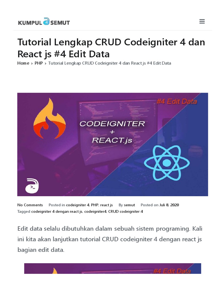 Kumpul4semut Com Tutorial Lengkap Crud Codeigniter 4 Dan React Js 4 Edit Data | PDF | Bisnis ...
