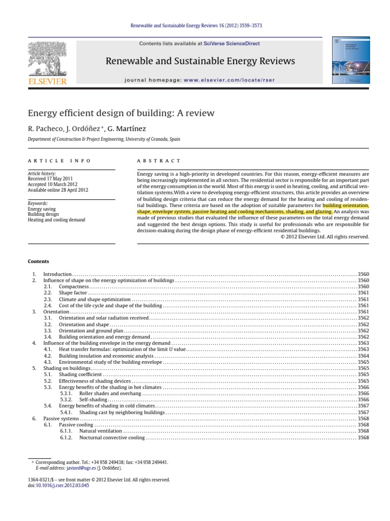 Energy Efficient Design of Building (A Review) | PDF | Solar Energy ...