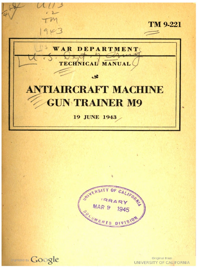 TM 9-221 Aa MG Trainer m9 | PDF | Phonograph | Anti Aircraft Warfare