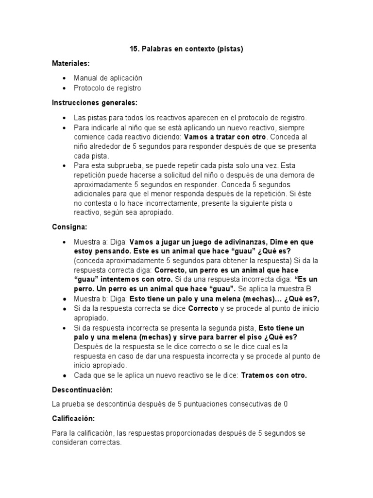 Palabras en Contexto (Pistas) | PDF