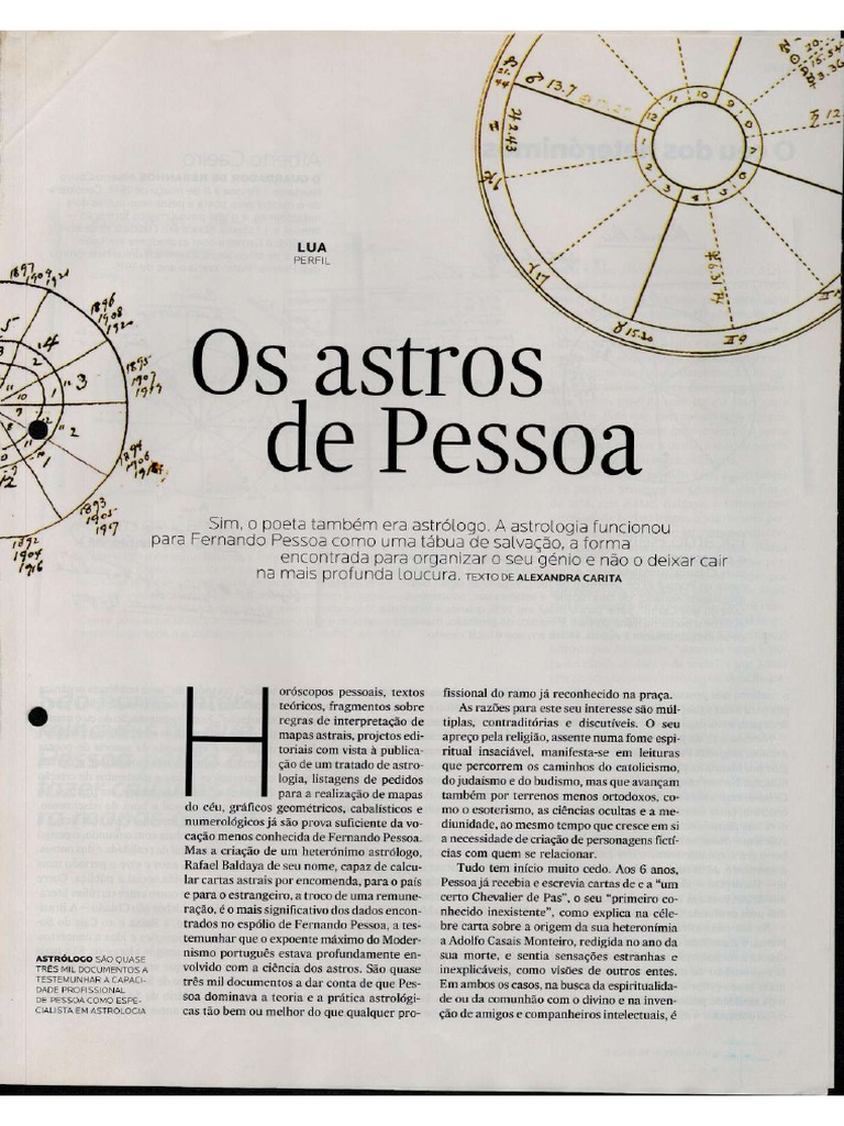 Os Astros de Pessoa - Mapa Astral de Fernando Pessoa | PDF