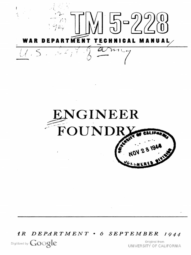 TM 5-228 Engineer Foundry | PDF | Casting (Metalworking) | Foundry
