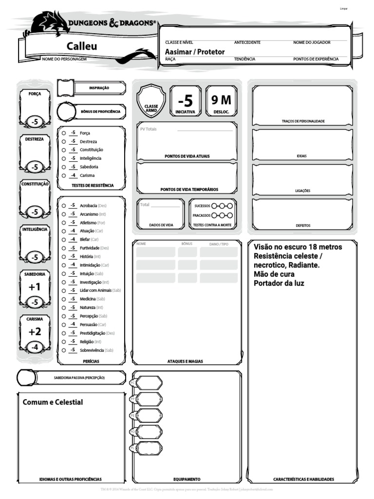 Ficha Automática - D&D5e | PDF