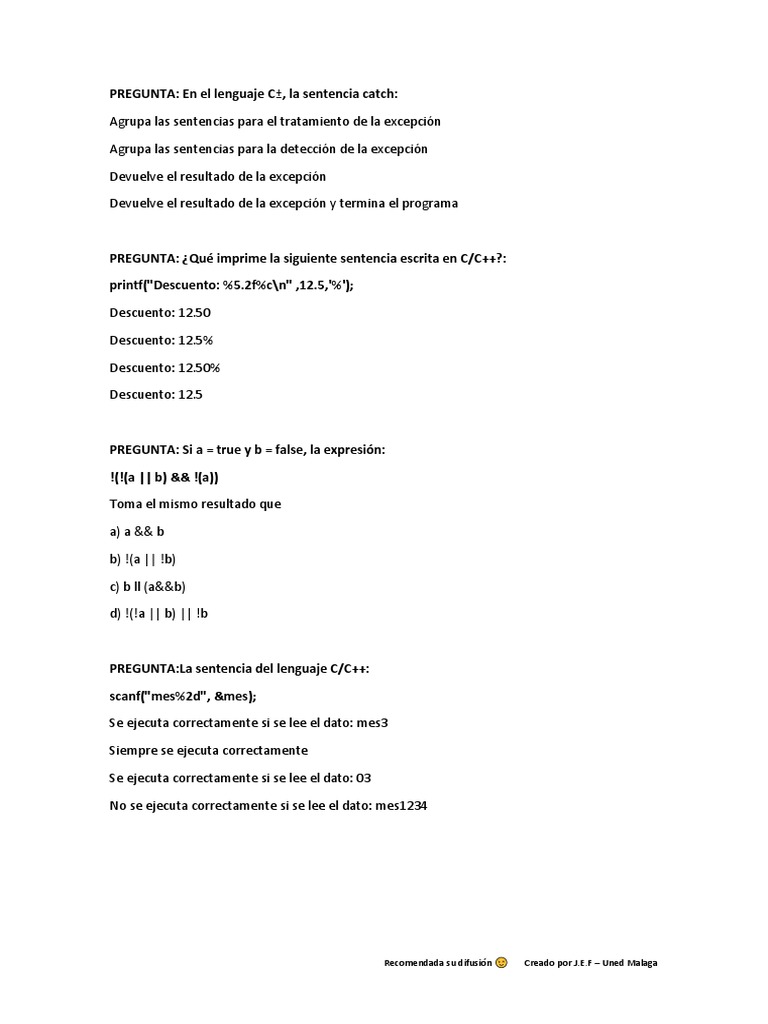 Preguntas Exam FP Explicadas SIN RESOLVER | PDF | C ++ | Estructura de datos de matriz