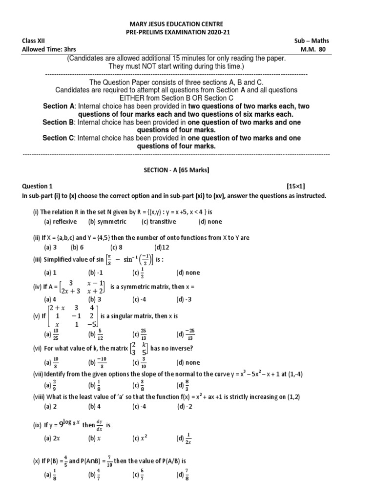 Class 12 Pre Prilims Exam 2020 | PDF | Regression Analysis | Plane (Geometry)