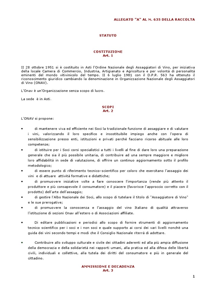 Statuto Onav | PDF
